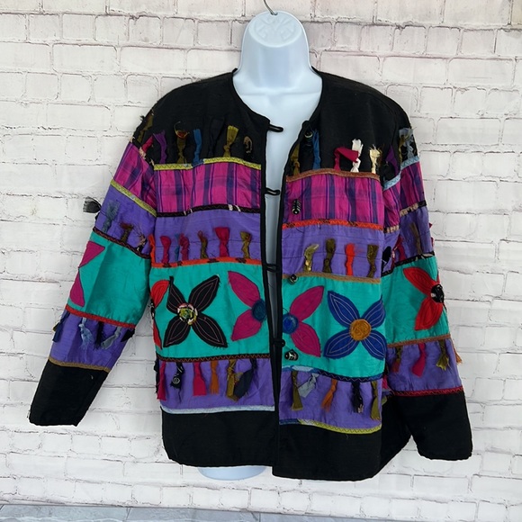 Allure | Jackets & Coats | Vintage Boho Silk Art Deco 9s Multi Colored ...